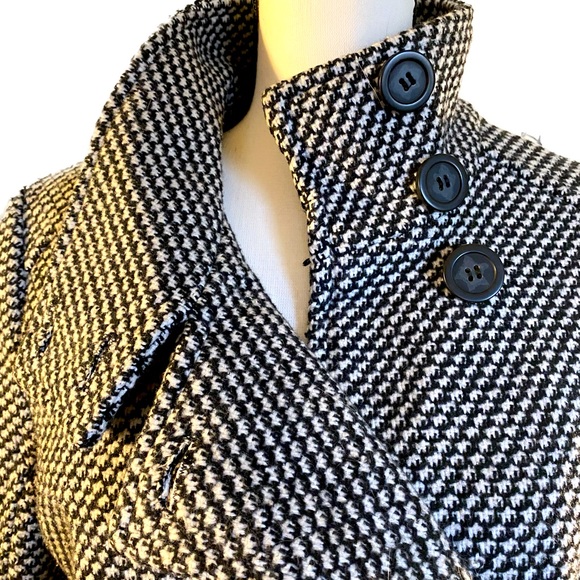 Jackets & Coats | Vintage Stylish Black And White Checkered Peacoat ...